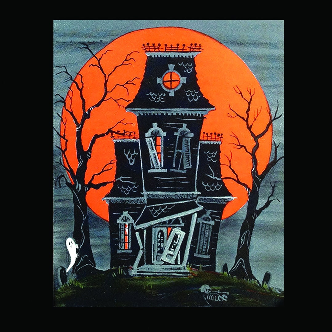 Vintage Haunted House Halloween Tile Coaster - Etsy