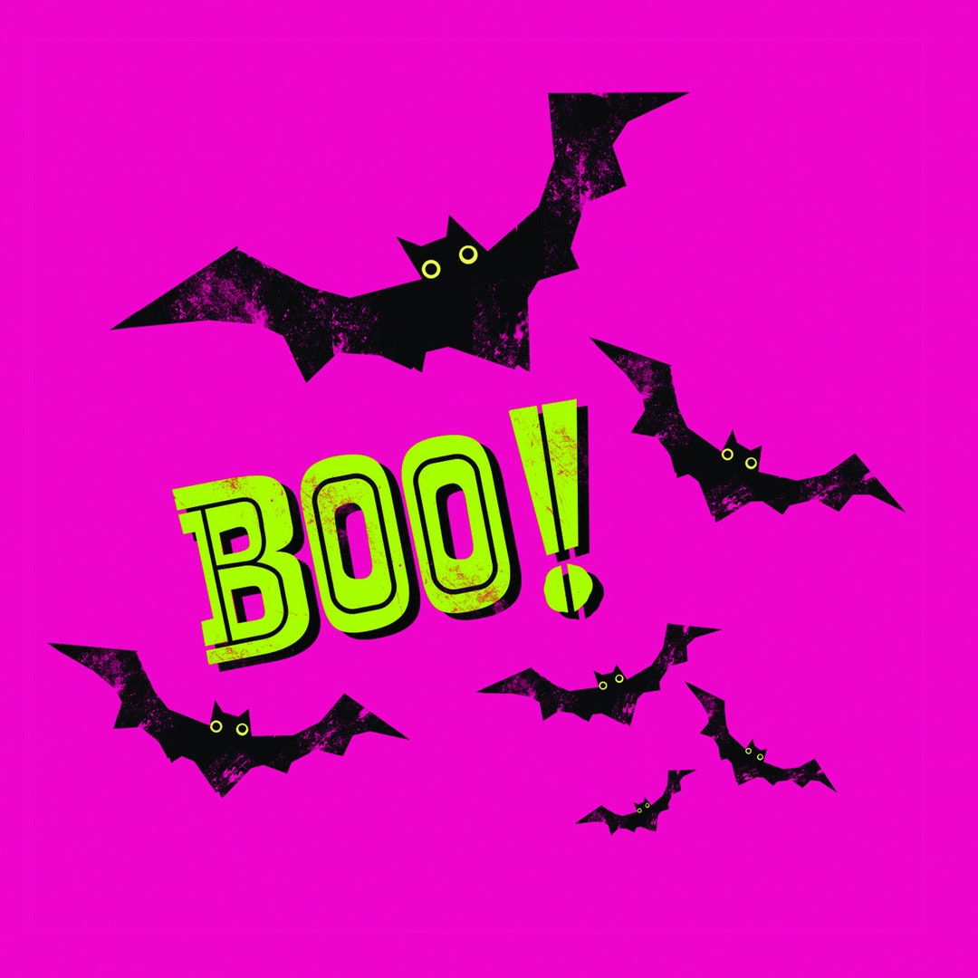Illustrated Boo Bats Halloween Tile Coaster - Etsy