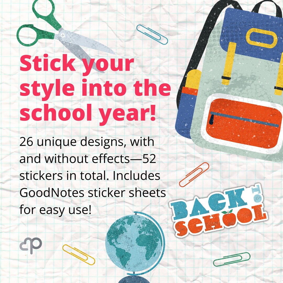 Back to School Digital Stickers | 52 Hand-drawn Designs | High ...