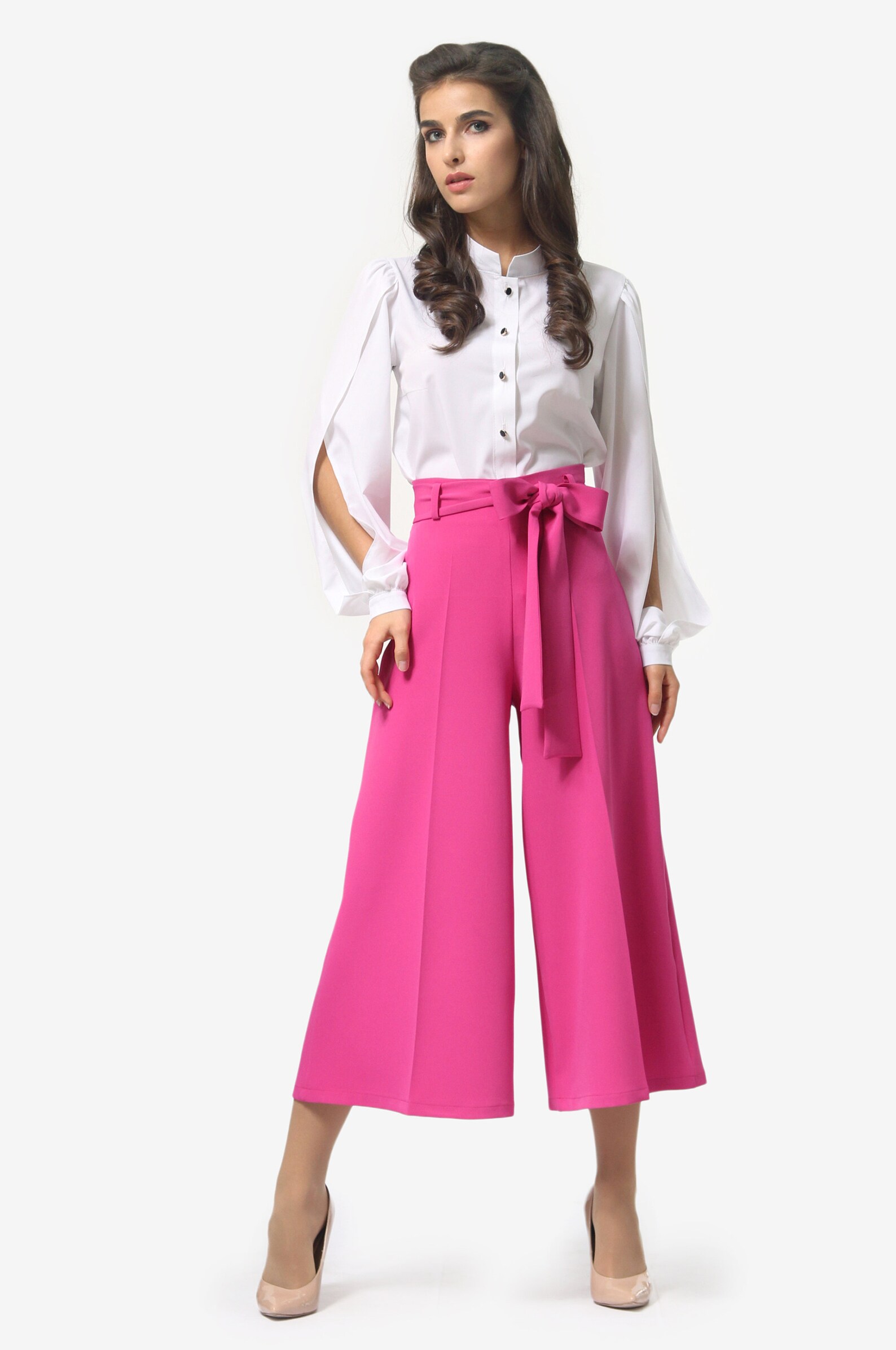 Straight Silhouette Culottes, Flared at the Bottom. the Model Features ...