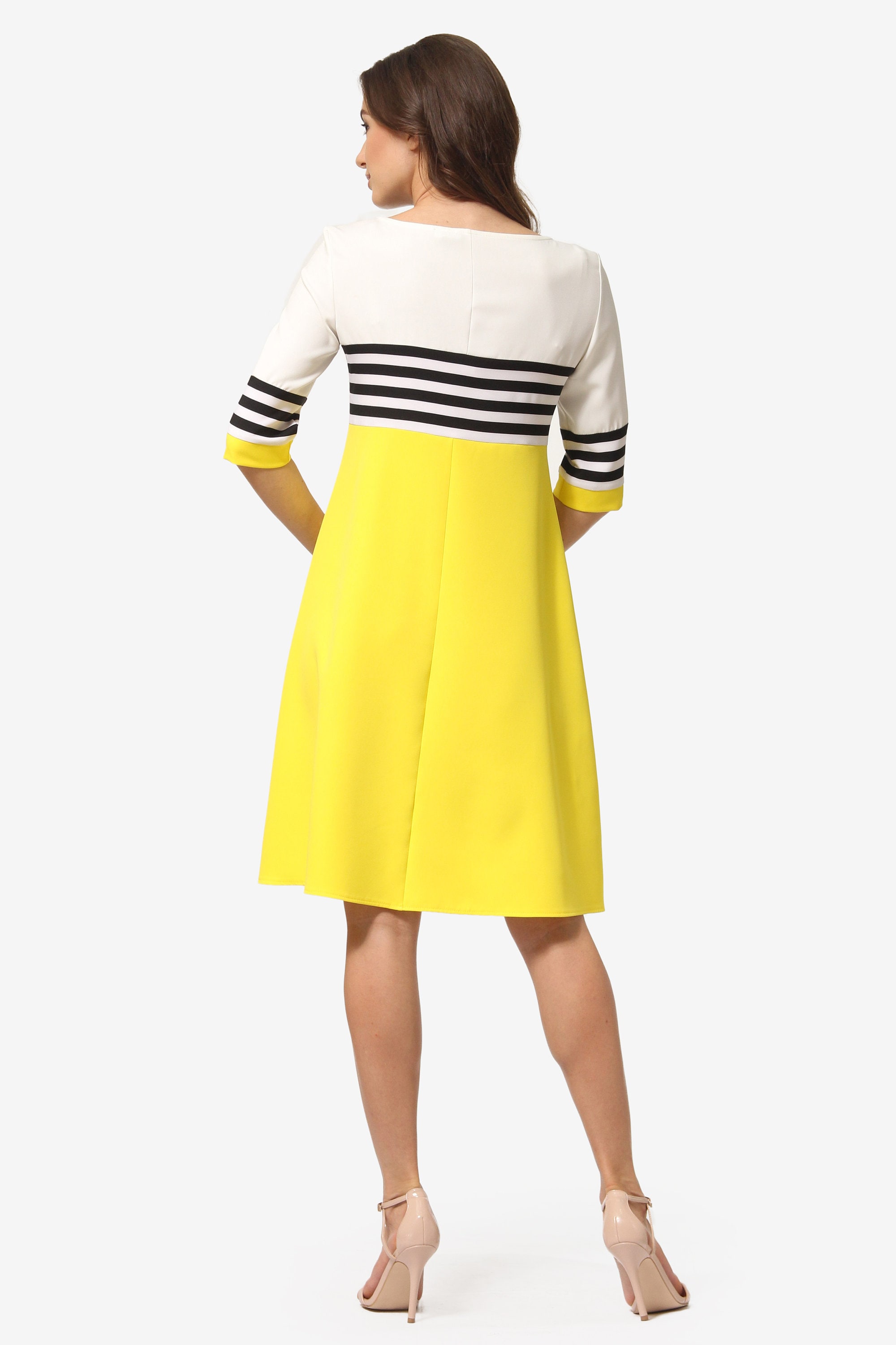 Dress With A-line Silhouette, Waistline Seam, and 3/4 Sleeves. - Etsy