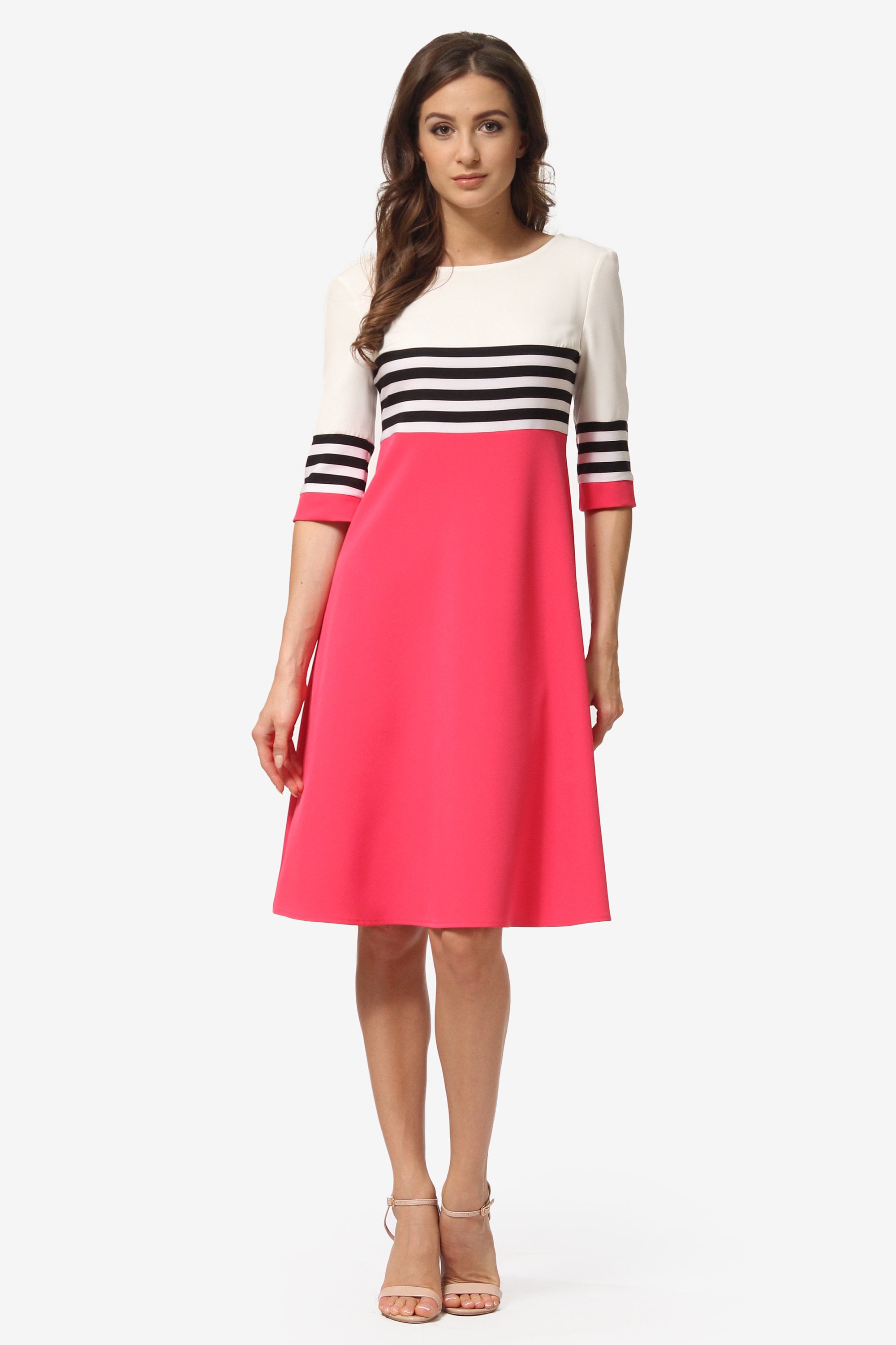 Dress With A-line Silhouette, Waistline Seam, and 3/4 Sleeves. - Etsy