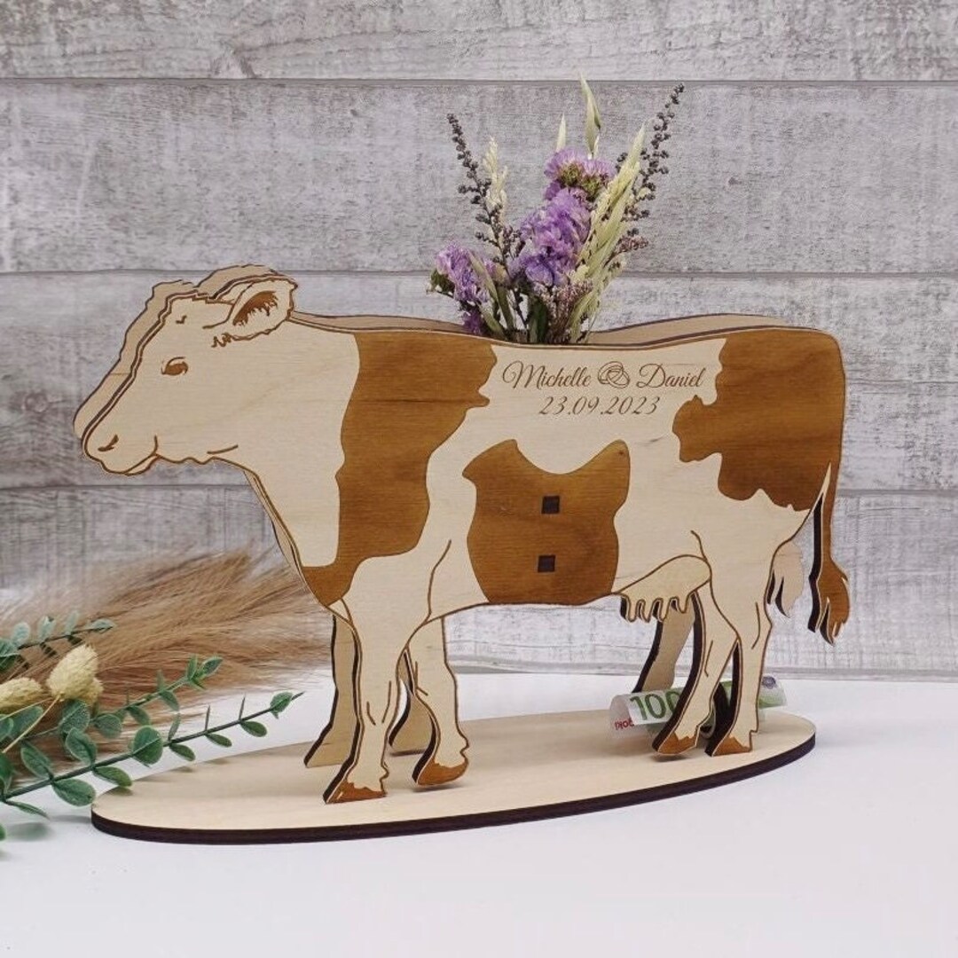Personalized Wooden Display Cow | Original Wedding Gifts | Birthday ...