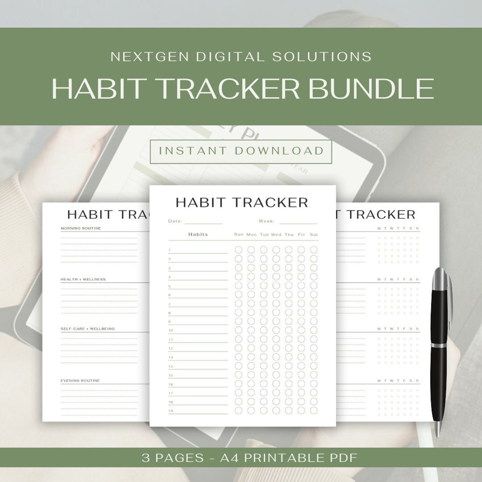 Habit Tracker Bundle Digital Download Life Trackers - Etsy