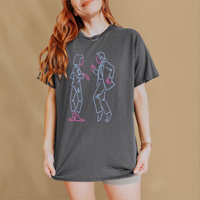 Pulp Movie T-shirt, Retro 90s Action Film Dancing Scene Tee Shirt, Neon ...