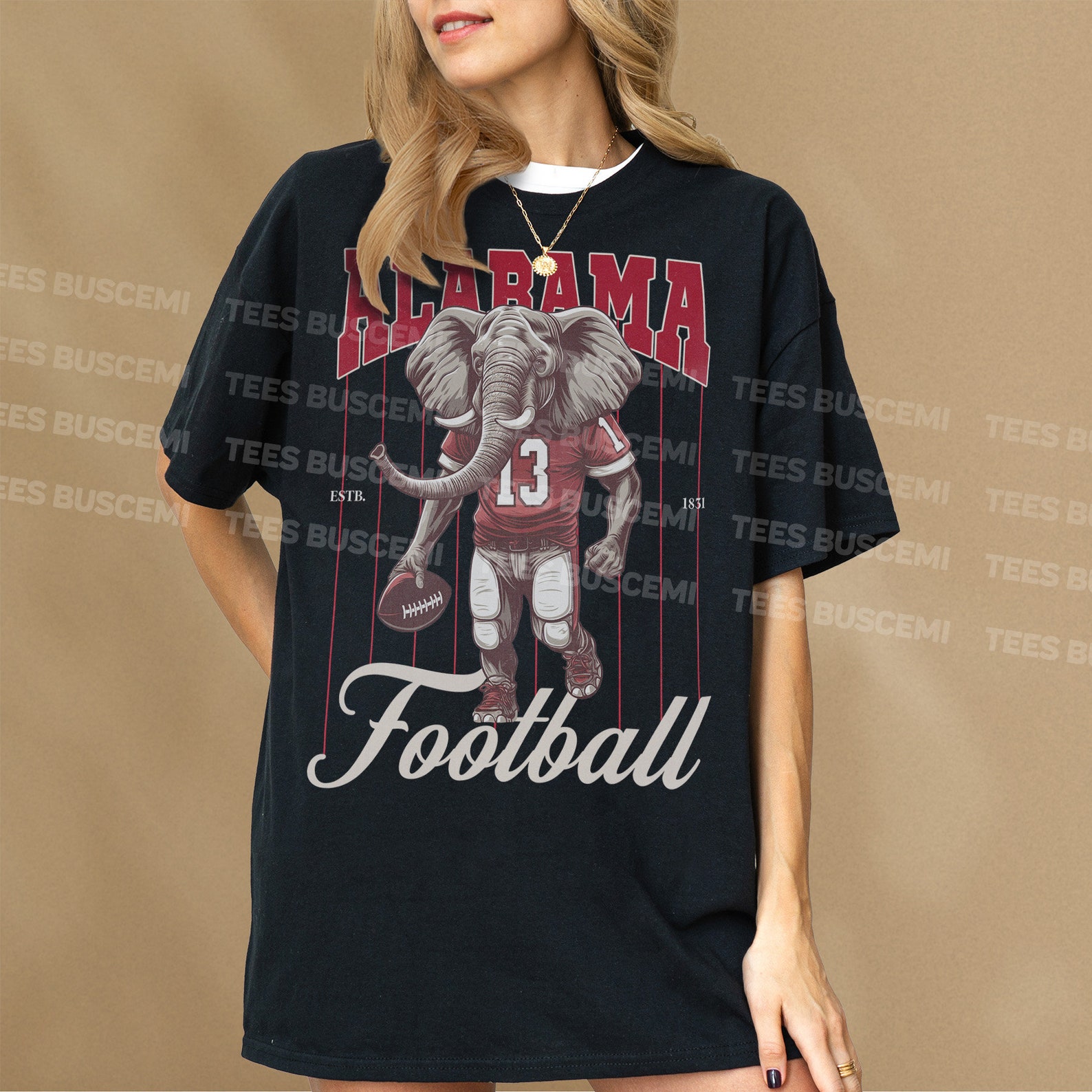 Retro Alabama Football T-shirt, Vintage Pinstripes Jersey Graphic Tee ...