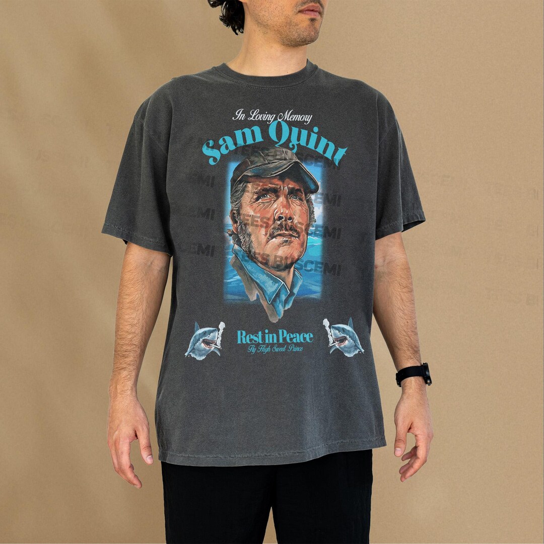 Funny RIP Quint T-shirt, Amity Island Orca Shark Movie Graphic Tee ...