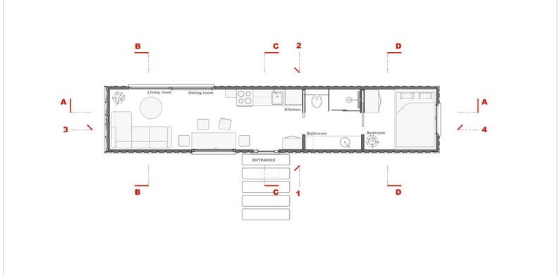 40'x8' Shipping Container Home Plan Design Titian 40ft - Etsy UK