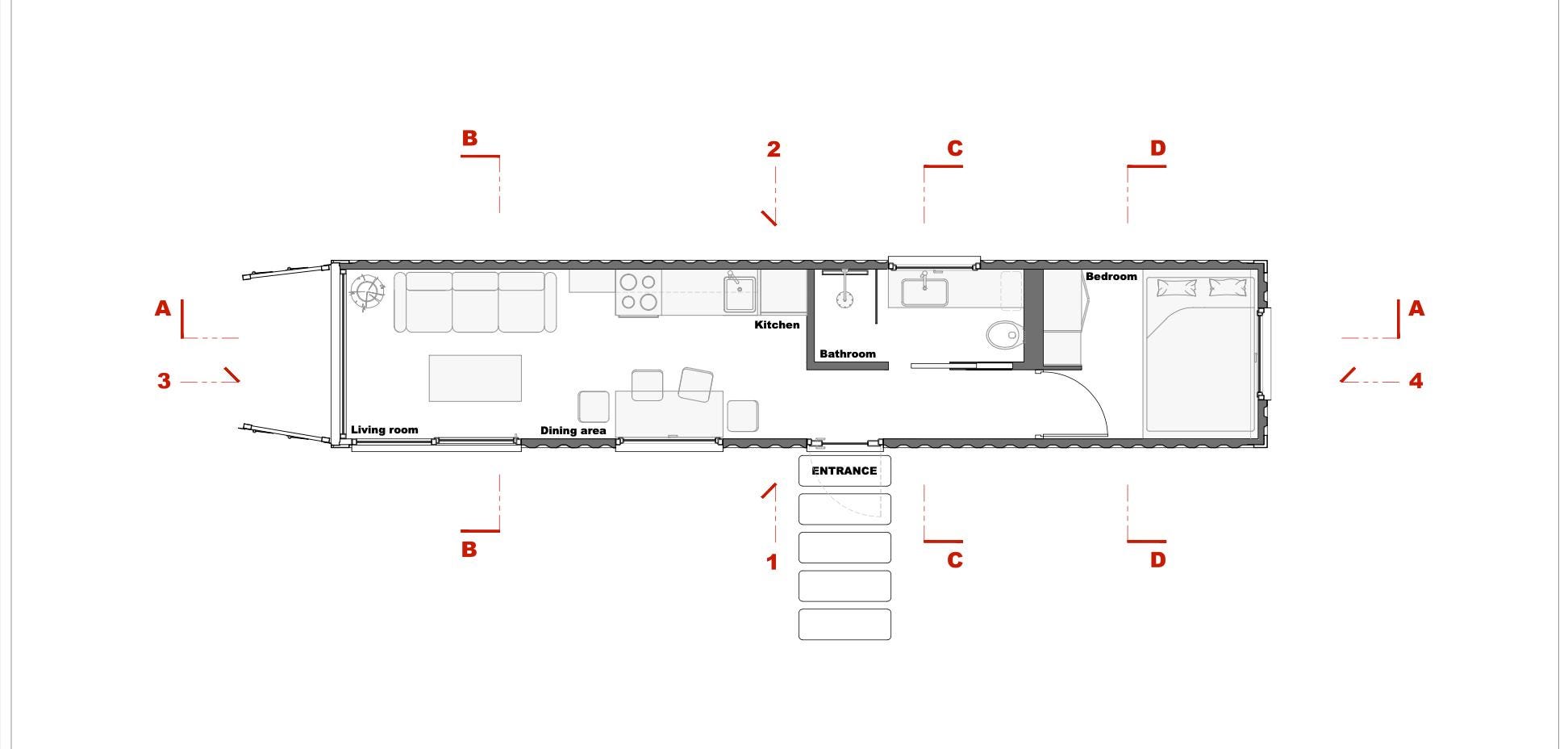 40'x8' Shipping Container Home Plan Design Titian 40ft - Etsy Australia