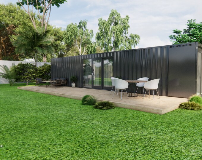 2x40 Container Home Plans - 2 Bed Floor Plans - 640SF Container Home ...