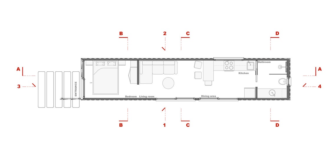 40'x8' Shipping Container Home Plan Design Titian 40ft - Etsy Canada