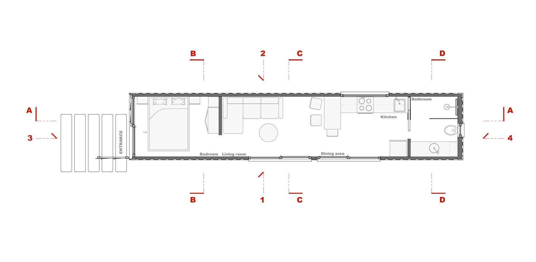 40'x8' Shipping Container Home Plan Design Titian 40ft - Etsy Canada