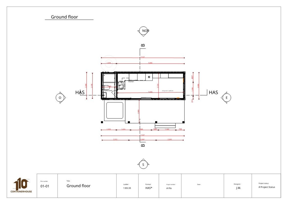 Engineering Drawings of the Shipping Container House T1 - Etsy