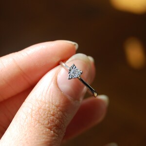 8K Solid Gold Diamond Heart Ring Heart Shape Ring Genuine Diamond ...