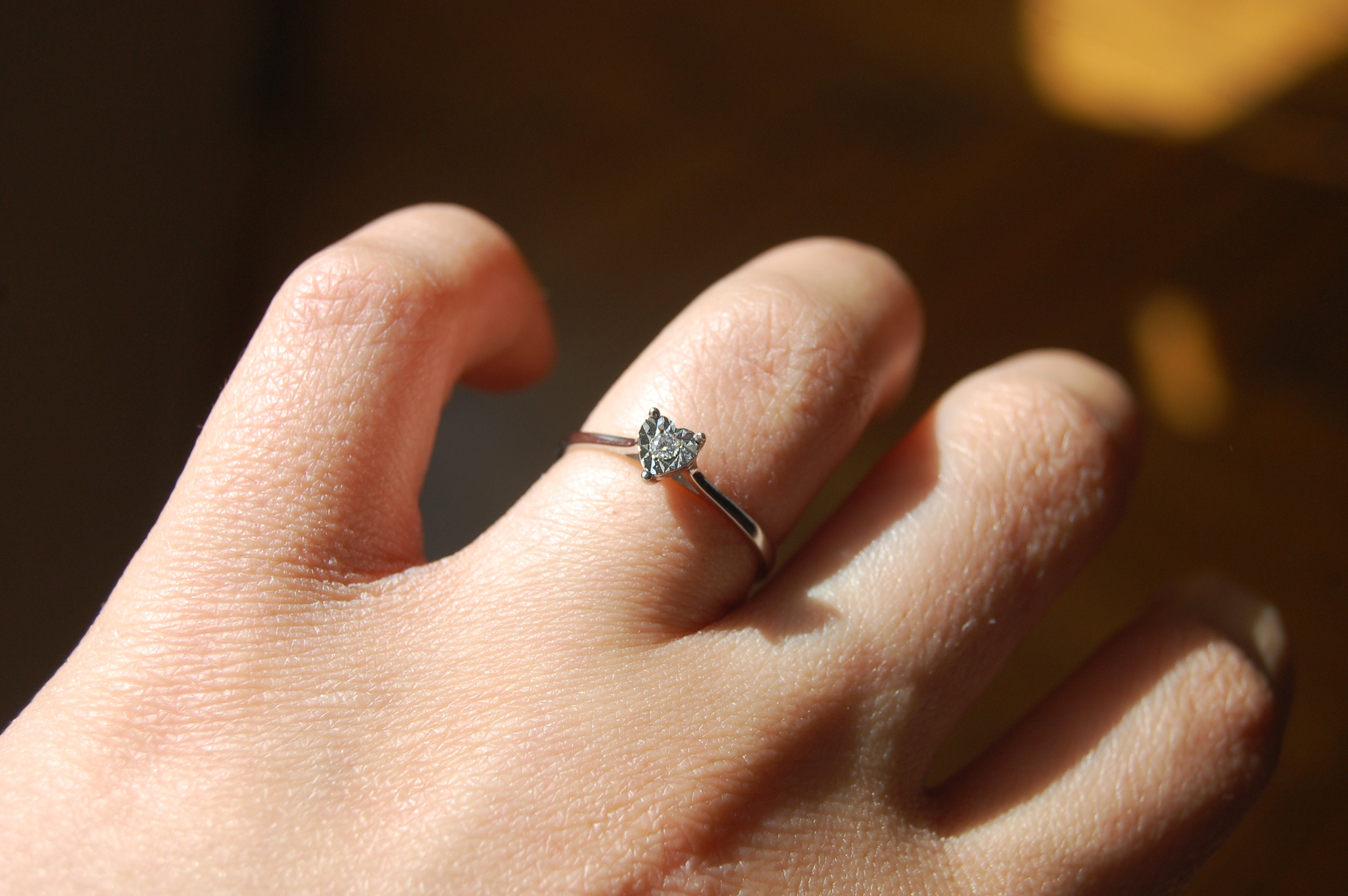 8K Solid Gold Diamond Heart Ring Heart Shape Ring Genuine Diamond ...