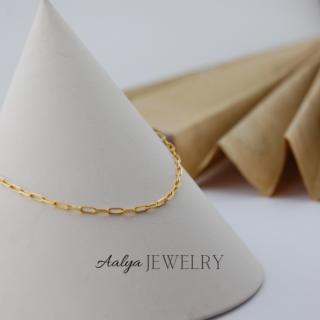 Gold Plated Paperclip Bracelet Tiny Link Chain Bracelet Thin Paperclip ...