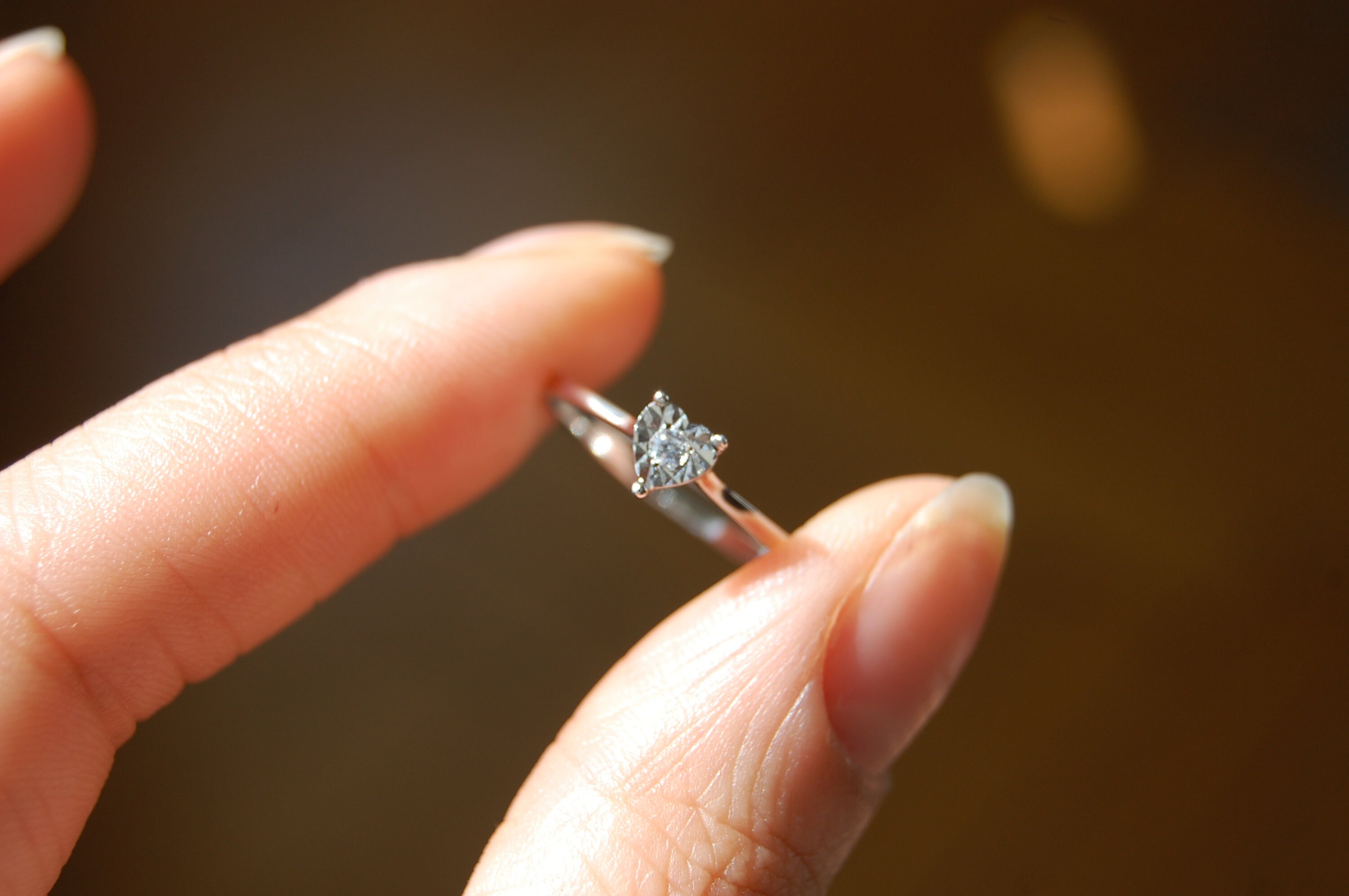 8K Solid Gold Diamond Heart Ring Heart Shape Ring Genuine Diamond ...