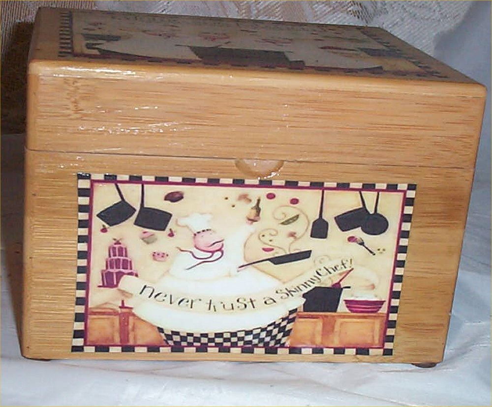 Recipe Box Fat Chef Bamboo Never Trust Skinny Chef Bistro Waiter ...