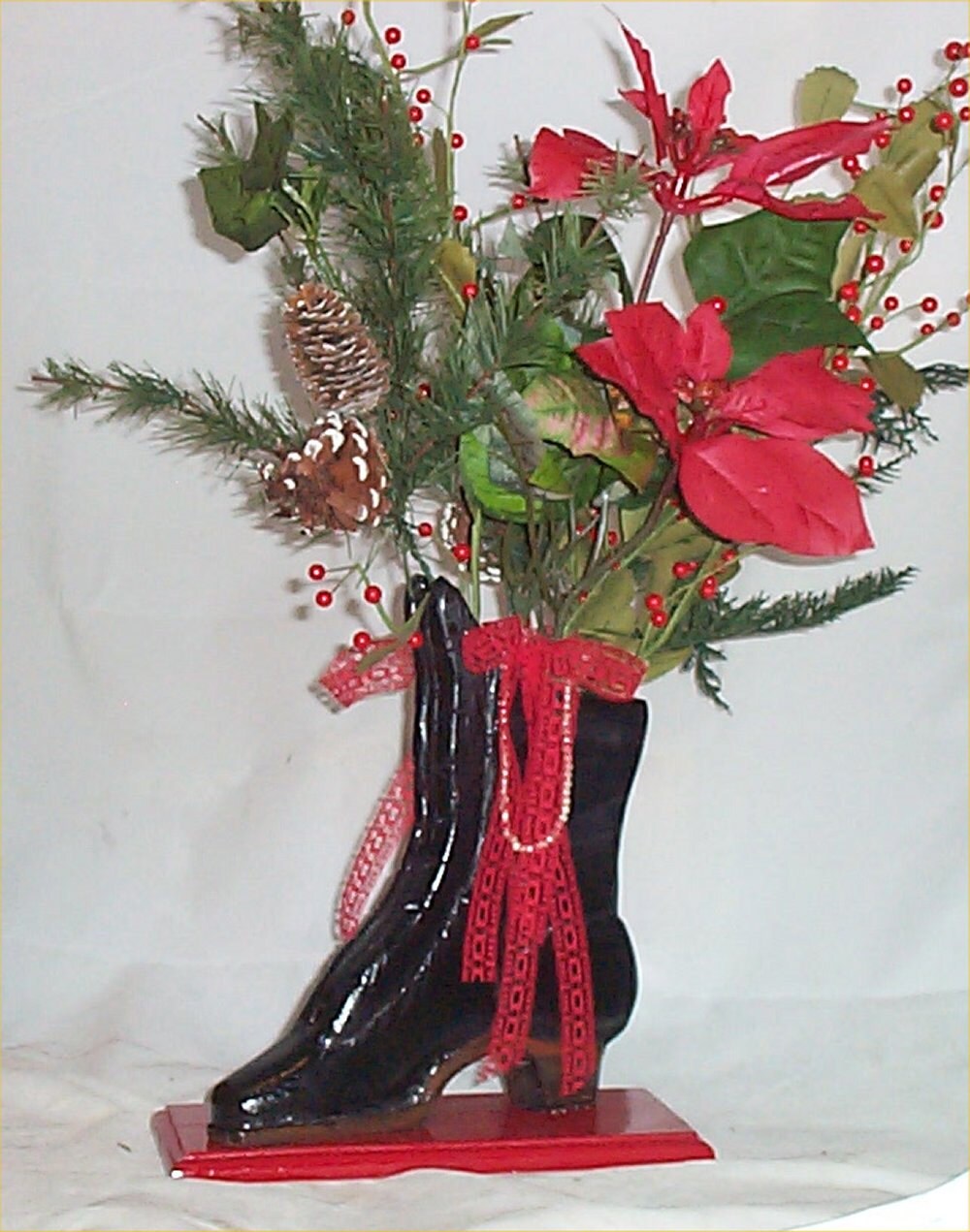 Floral Arrangement Carved Wood Boot Chic Decoration - Etsy UK