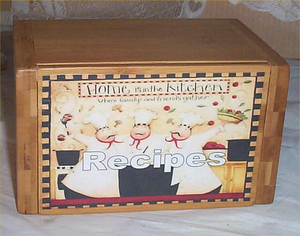 Recipe Box Fat Chef Bamboo Never Trust Skinny Chef Bistro Waiter ...