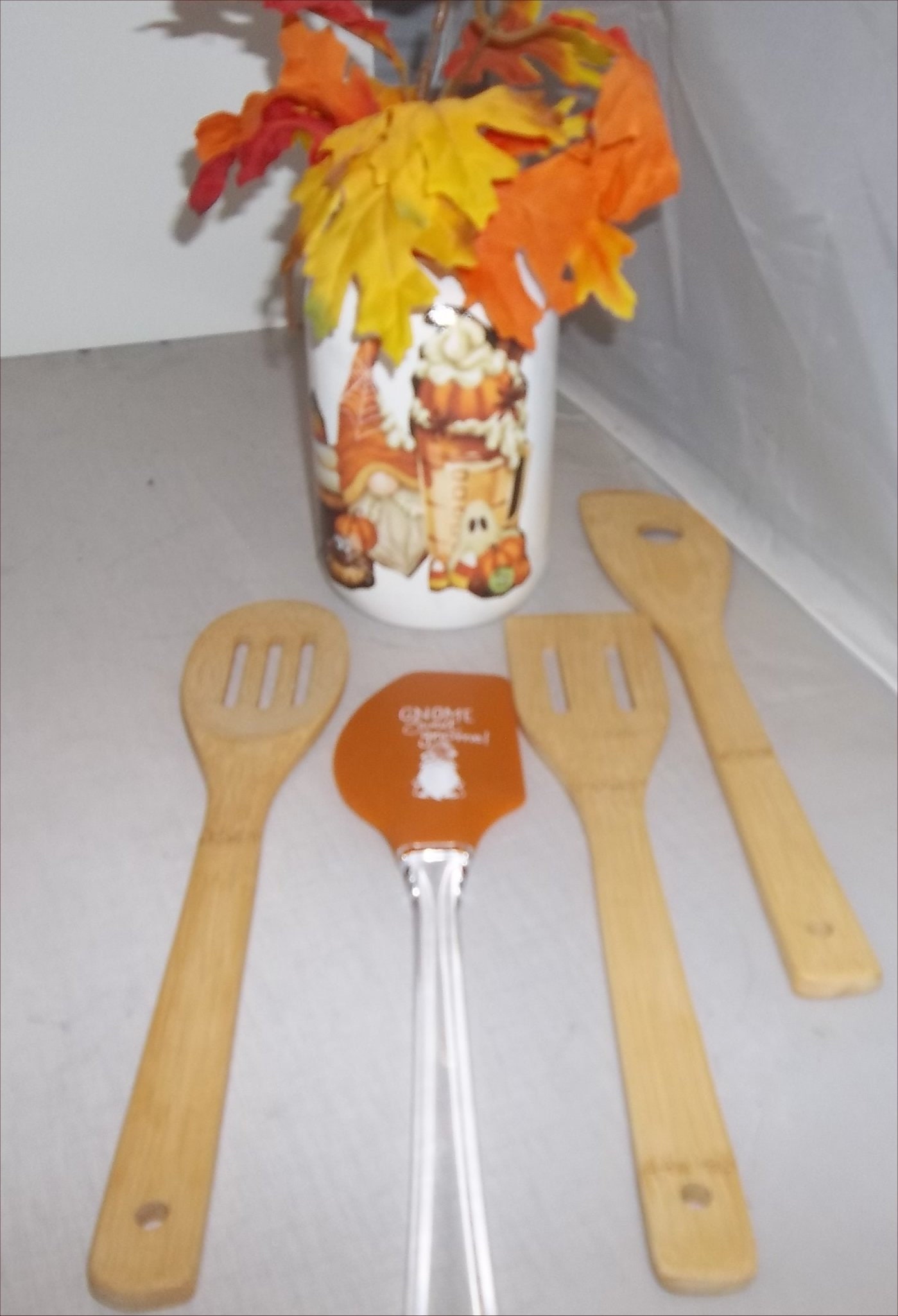 5 Pc Gnome Decorated Quart Mason Jar Pint Wood Spoons Spoon Sunflower ...