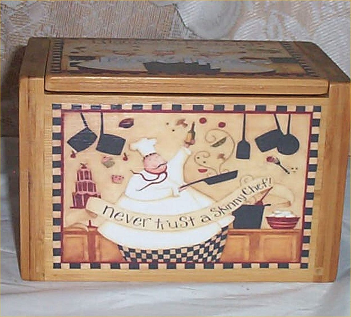 Recipe Box Fat Chef Bamboo Never Trust Skinny Chef Bistro Waiter ...