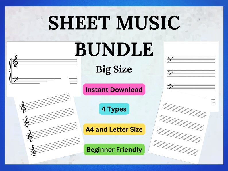 Sheet Music Bundle Big Size | Music Symbols Songwriting Journal ...