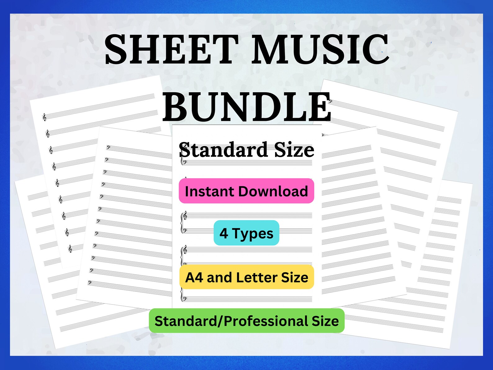 Sheet Music Bundle Standard Size | Piano Music Studio Music Symbols ...