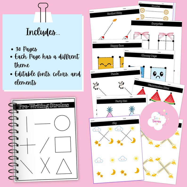 Preschool Line Tracing Worksheets Bundle, Line Trace Printable ...