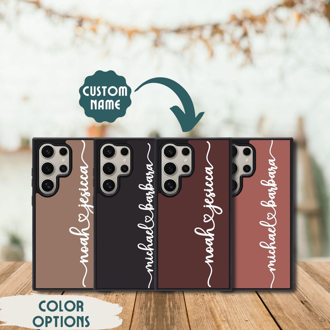 Personalized Matching Couple Names Phone Case, Custom Tough Phone Cover ...