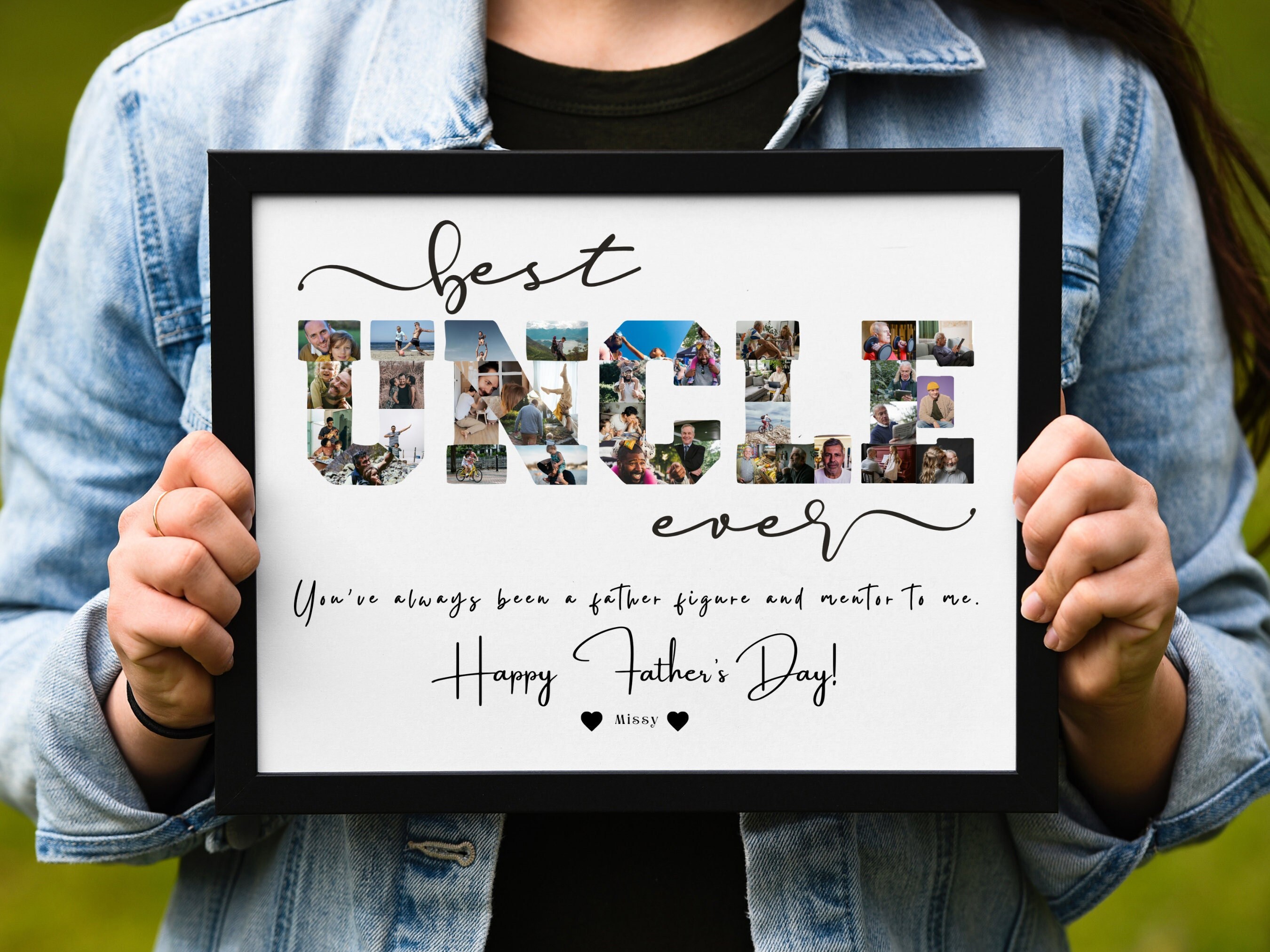 Best Uncle Photo Collage Custom Template Father's Day Birthday Gift for ...