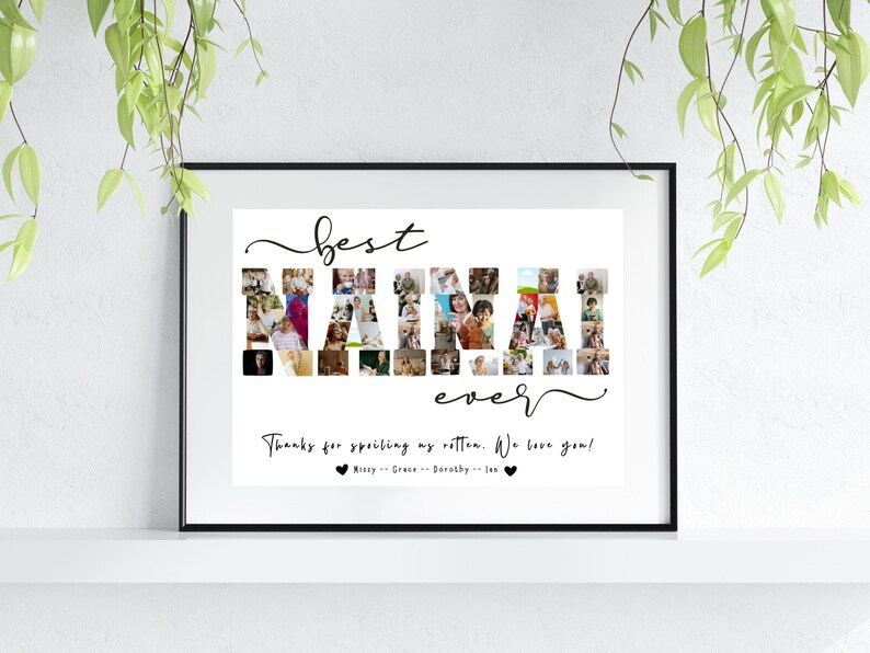 Nai Nai Photo Collage for Chinese Grandma Custom Digital Letter Photo ...
