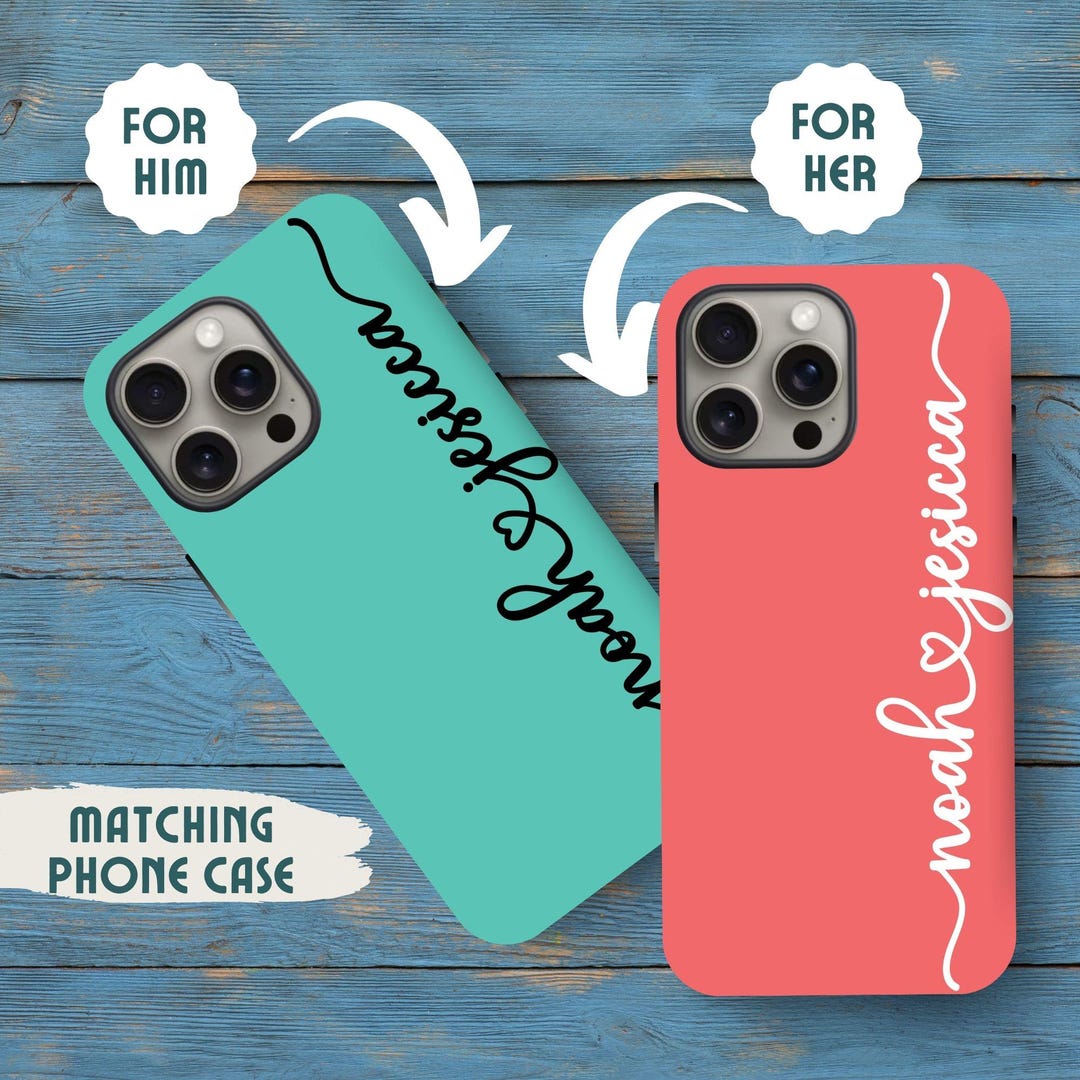 Personalized Matching Couple Names Phone Case, Custom Magnetic Phone ...