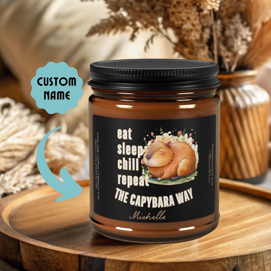 Personalized Capybara Scented Candle, Eat Sleep Repeat Funny Capy Gift ...