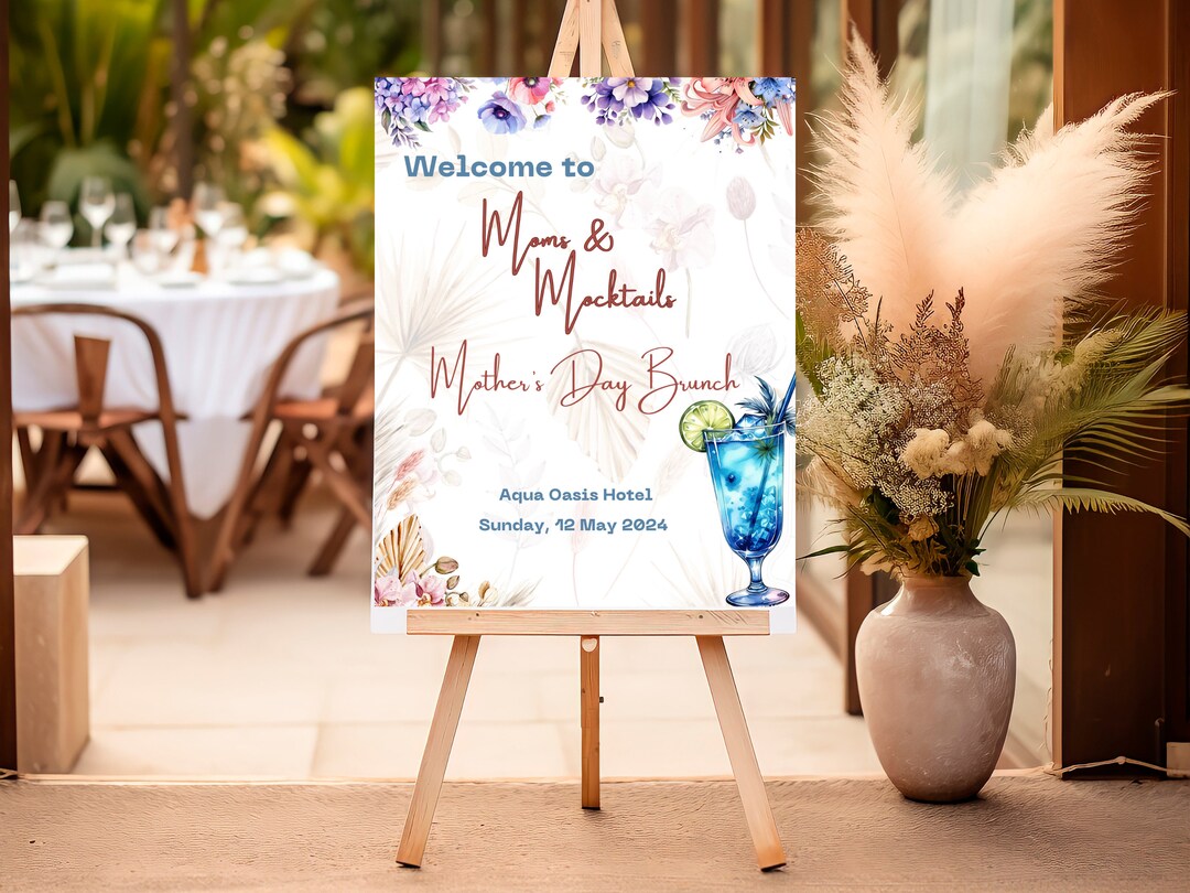 Mother's Day Welcome Poster Mom's Day Brunch Welcome Sign Template Moms ...