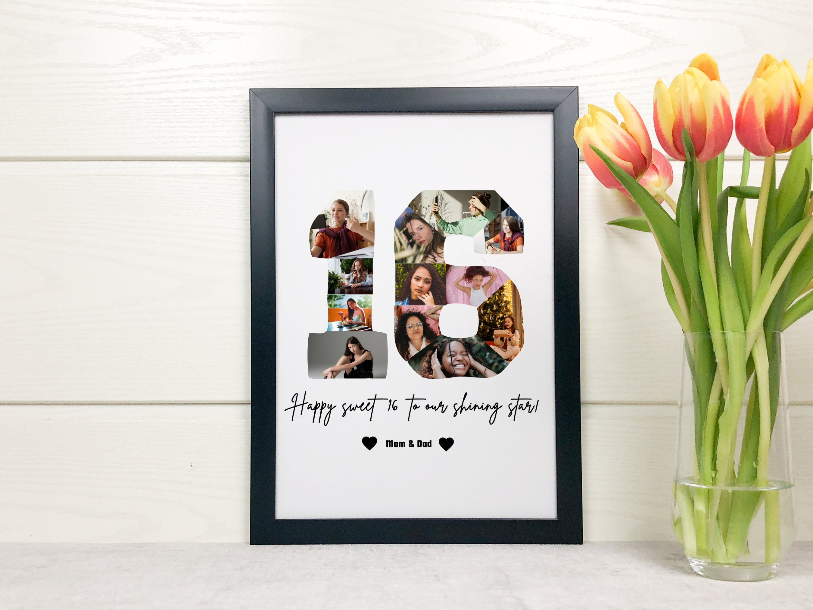 16th Birthday Photo Collage Customizable Picture Collage Board Birthday ...