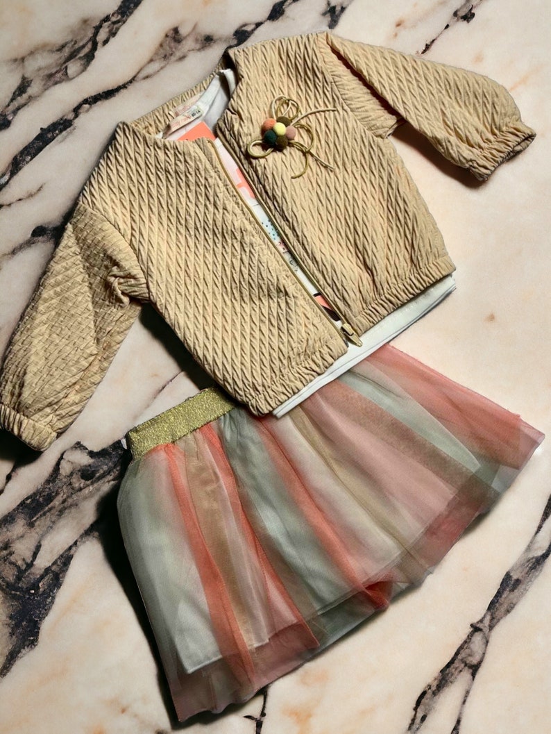 3-piece Girls Set With Gradient Skirt - Etsy