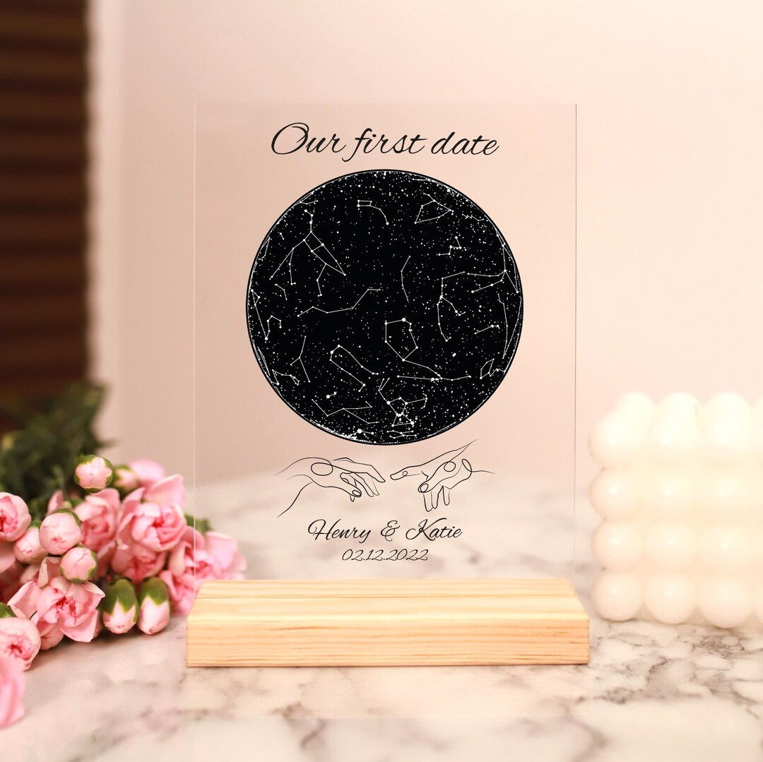 Custom First Kiss Star Map, Anniversary Gift, Engagement Gift ...