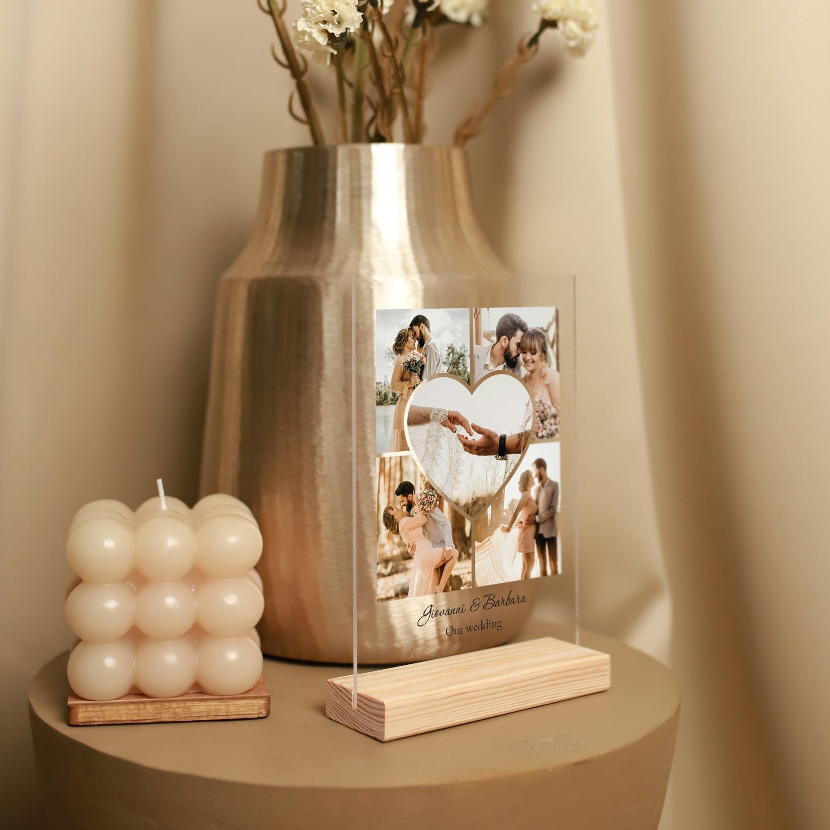 Personalized Photo Plaque, Couple Photo Collage, Custom Acrylic Plaque ...