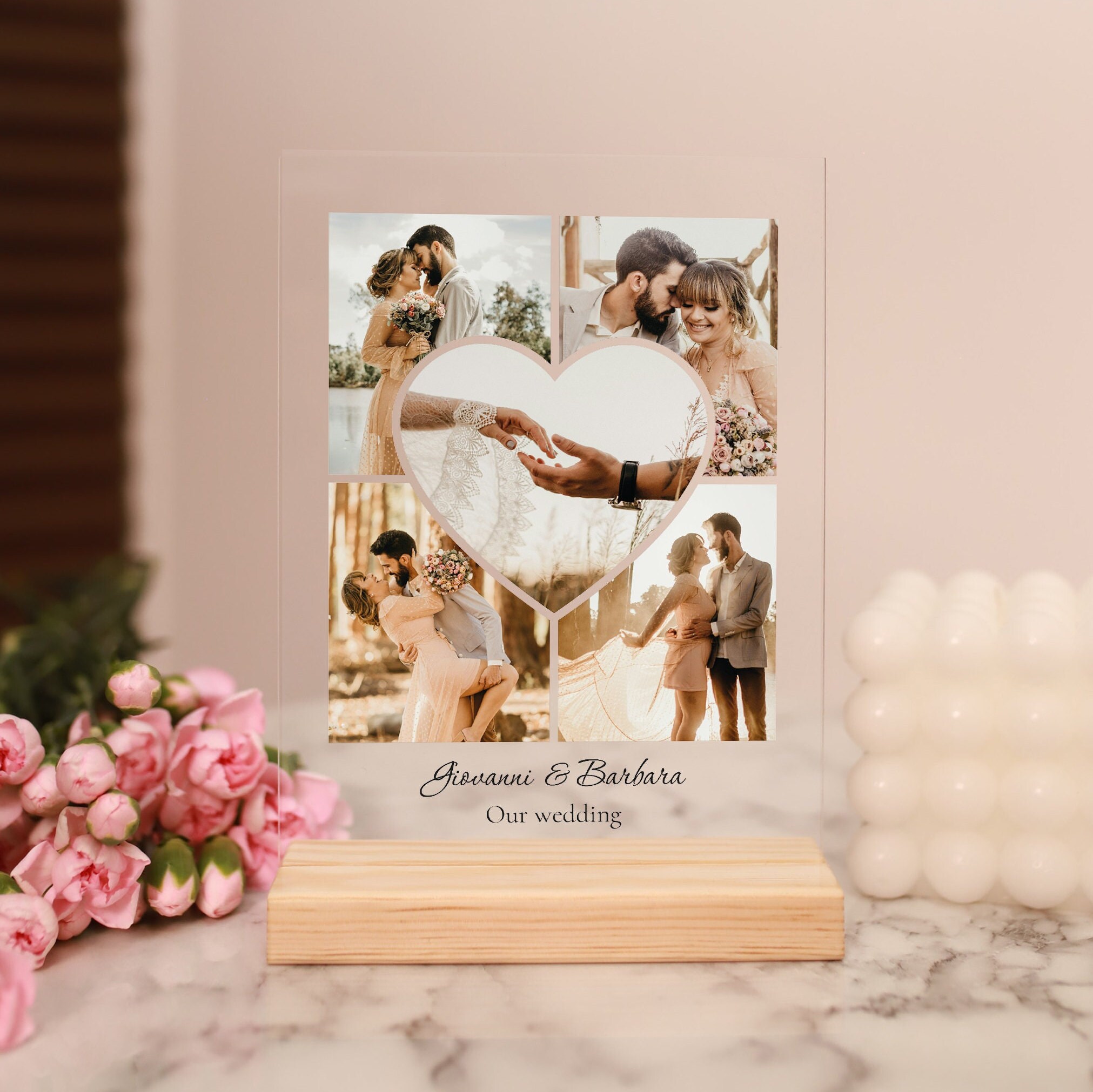 Personalized Photo Plaque, Couple Photo Collage, Custom Acrylic Plaque ...