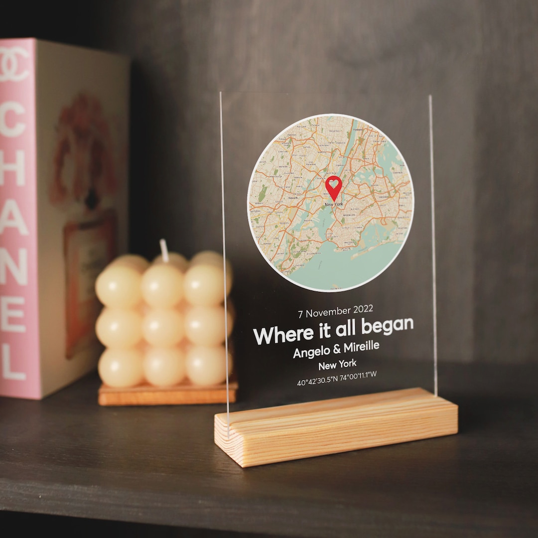 Personalized First Date Map, Where We Met Map Plaque, Where It All ...