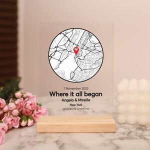 Custom First Date Map, Acrylic Plaque Where We Met, Personalized Where ...