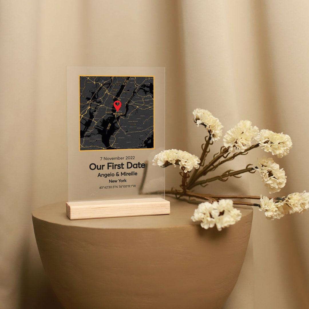 First Date Map Acrylic Plaque, Custom Where It All Began Map ...