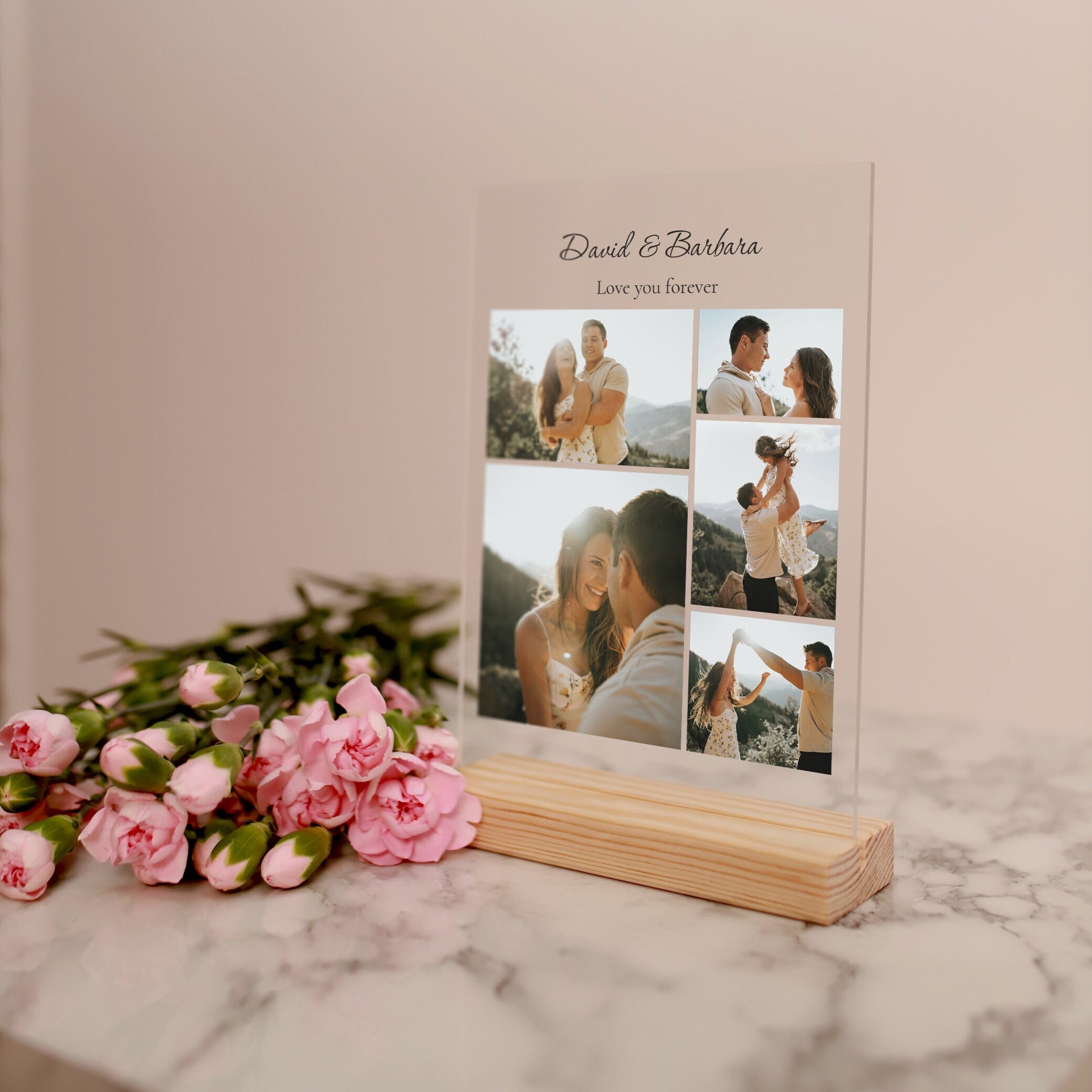 Personalized Photo Plaque, Couple Photo Collage, Custom Acrylic Plaque ...