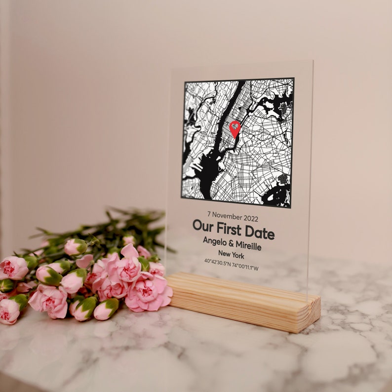 Custom First Date Map, Acrylic Plaque Where We Met, Personalized Where ...