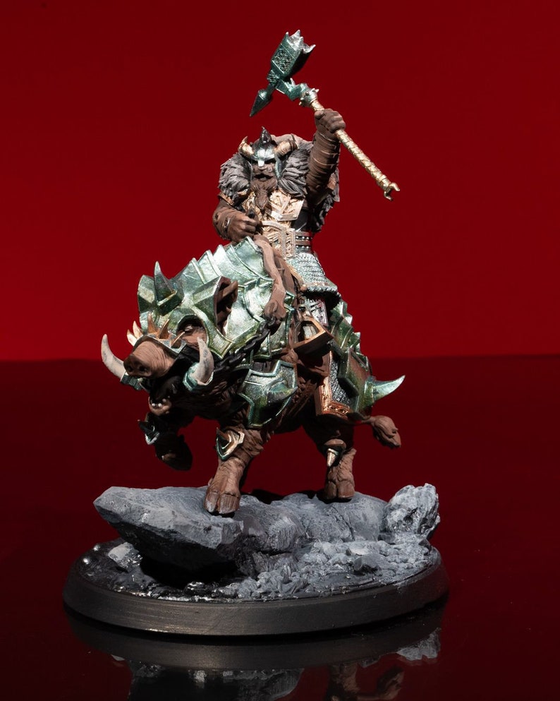 Dwarf Rider Unpainted Figurine for Tabletop / Pathfinder / Dungeons ...