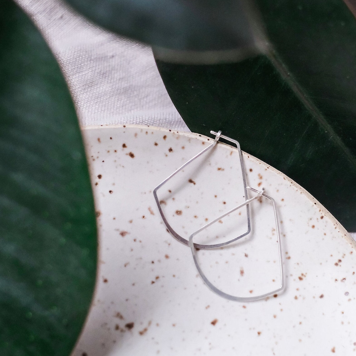 Modern Fan Hoop Earrings in Sterling Silver or Gold Filled - Etsy
