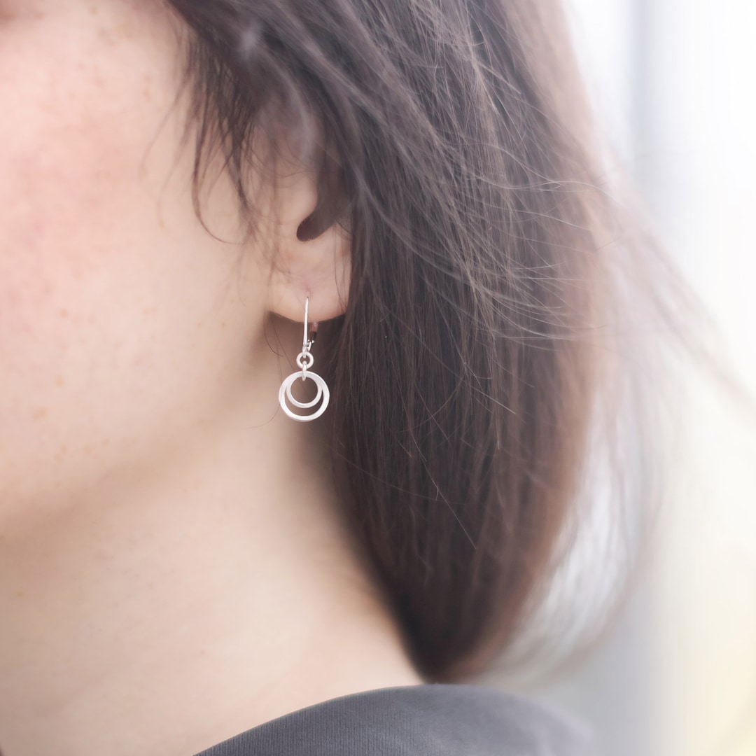 Delicate Small Handcrafted Circle Earrings: Sterling Silver or Gold ...