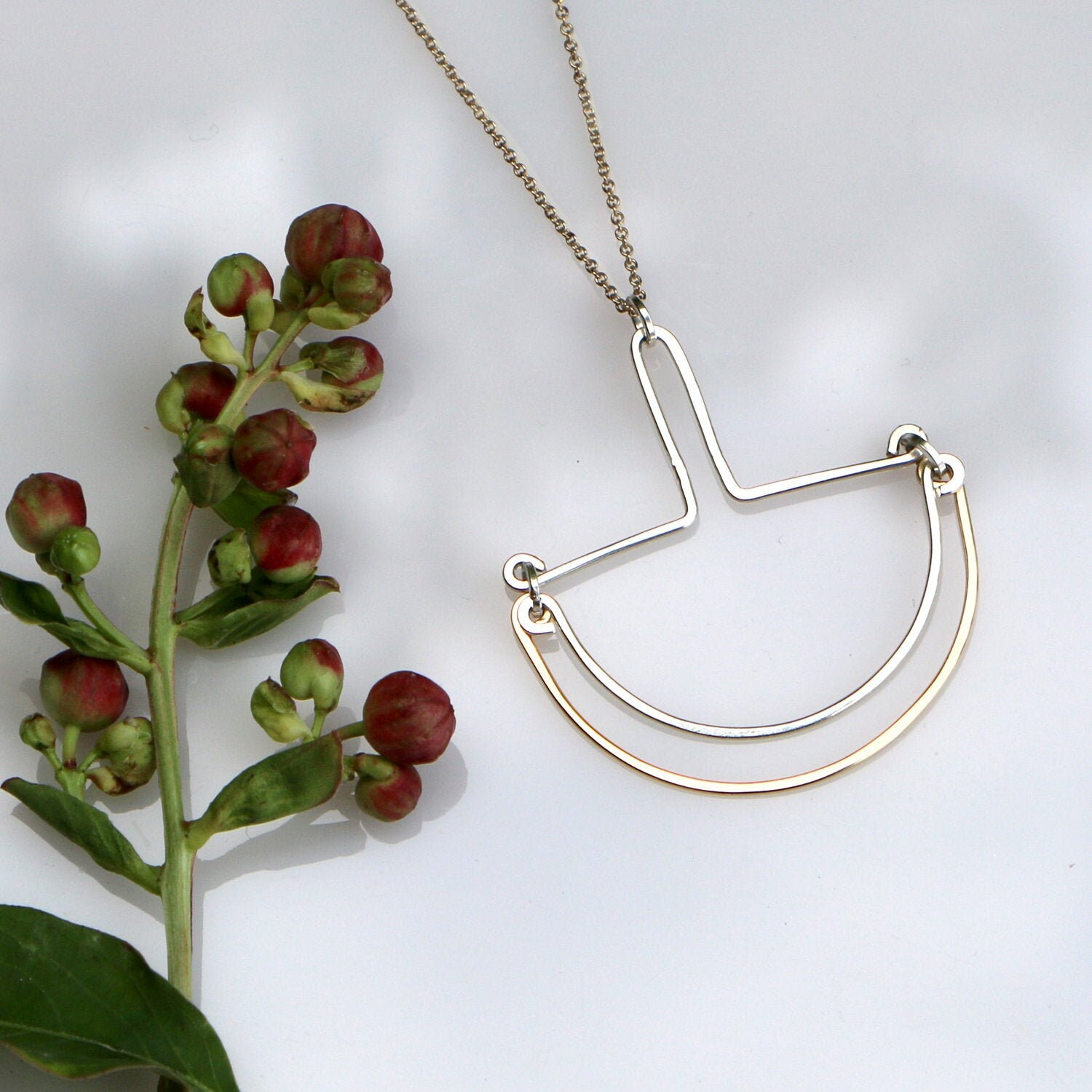 Playful Statement Necklace Unique Gift for Her Mixed Metal | Etsy