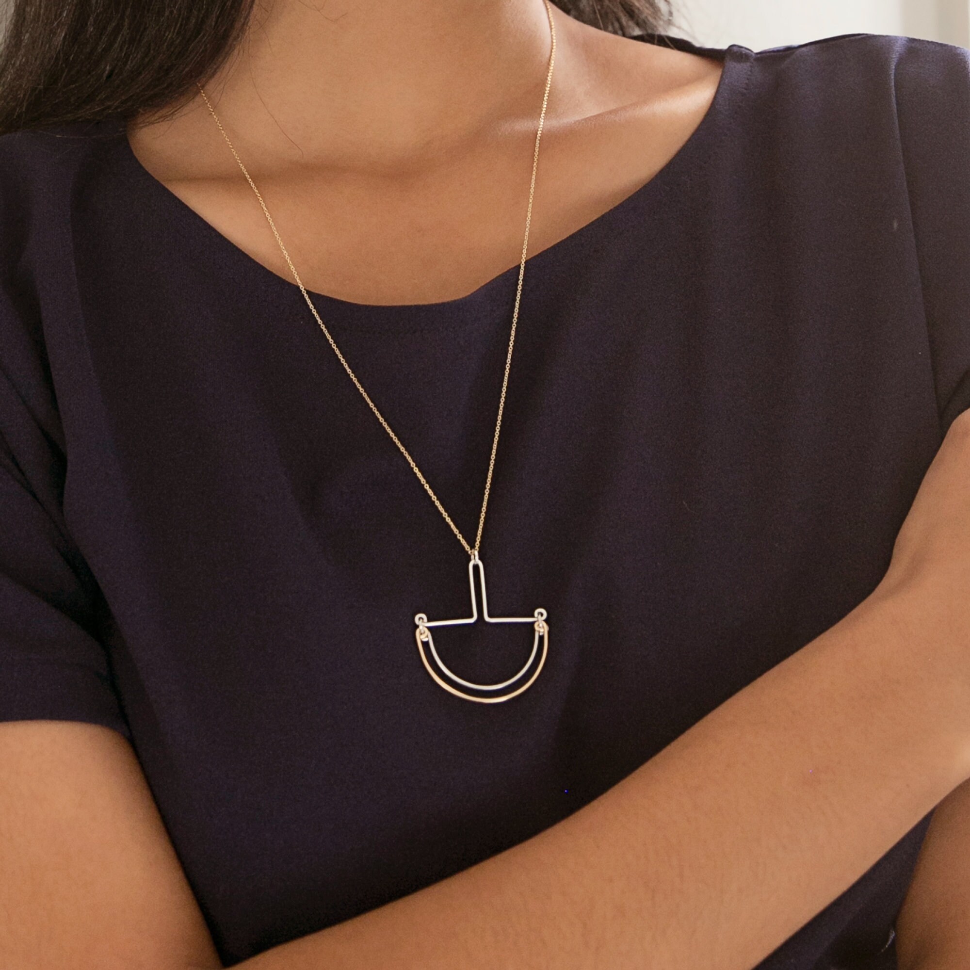 Playful Statement Necklace Unique Gift for Her Mixed Metal | Etsy